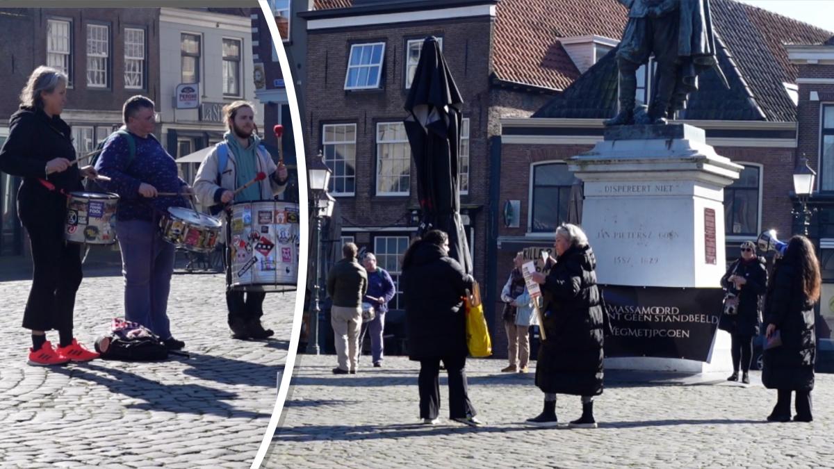 Opnieuw protest tegen beeld J.P. Coen: "Je kunt ons het hele jaar door ...