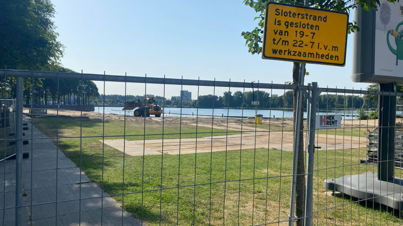 Lege vijver in Westerpark en werkzaamheden bij Sloterstrand: afkoelen ...